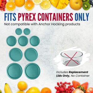 Replacement Lids for Pyrex Containers (2) 1-Cup (3) 2-Cup (2) 4-Cup (2) 7-Cup (Turqoise)