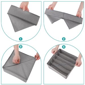 Cawek Bra Storage Drawers Organizer for Clothing Underwear Drawer Organizer Dividers Foldable Storage Cube Bins for Bra,Socks, Underwear,3 Pack （Grey）