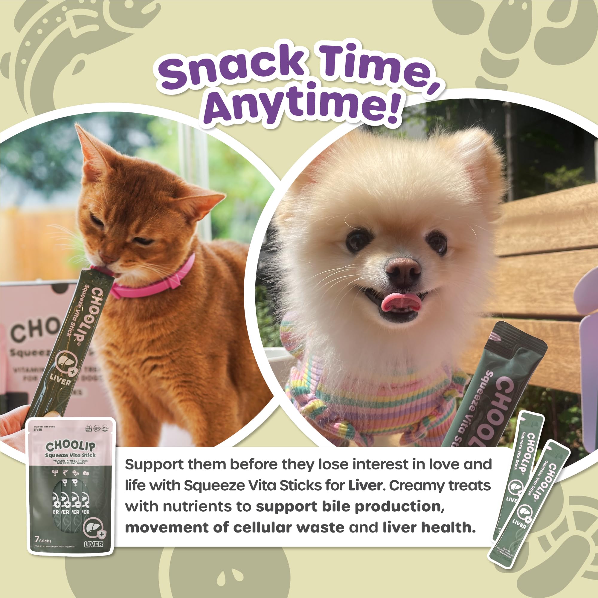 Squeeze Vita Stick Cat Treats Lickable and Dog Treats. 7pc Liver Support Pouch for Cats and Dogs. Soft Paste Tubes for Dog Lick Mat, Senior Cat Food Wet Cat Food Toppers, Multivitamin for Dog Food