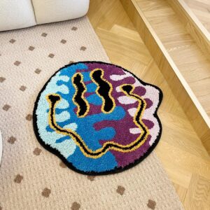 Tufted Magic Trippy Smiling Face Rug Handmade Carpet Custom Rug for Home Decoration or Gift (23.6X23.6 inch)