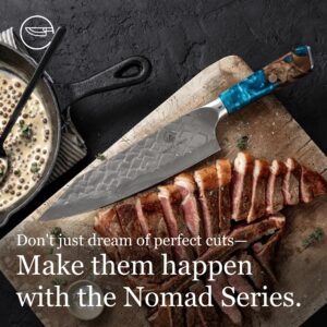 The Cooking Guild Chef Knife - 8 inch - Nomad Series - Forged German High Carbon Stainless Steel - Celestial Resin & Wood Handle - Razor Sharp - luxury gift