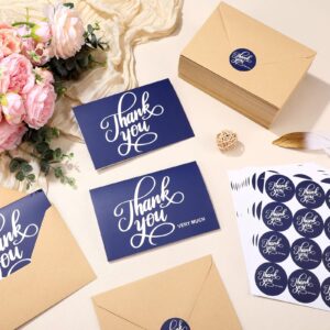 Fulmoon 200 Pack Thank You Cards with Envelopes and Matching Stickers 4x6 Blank Thank You Cards Bulk Thank You Notes for Wedding Small Business Baby Bridal Shower(Blue)