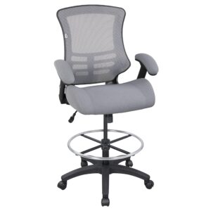 boliss ergonomic mesh computer office drafting chair with super soft adjustable arms molded foam seat cushion and lumbar support -grey