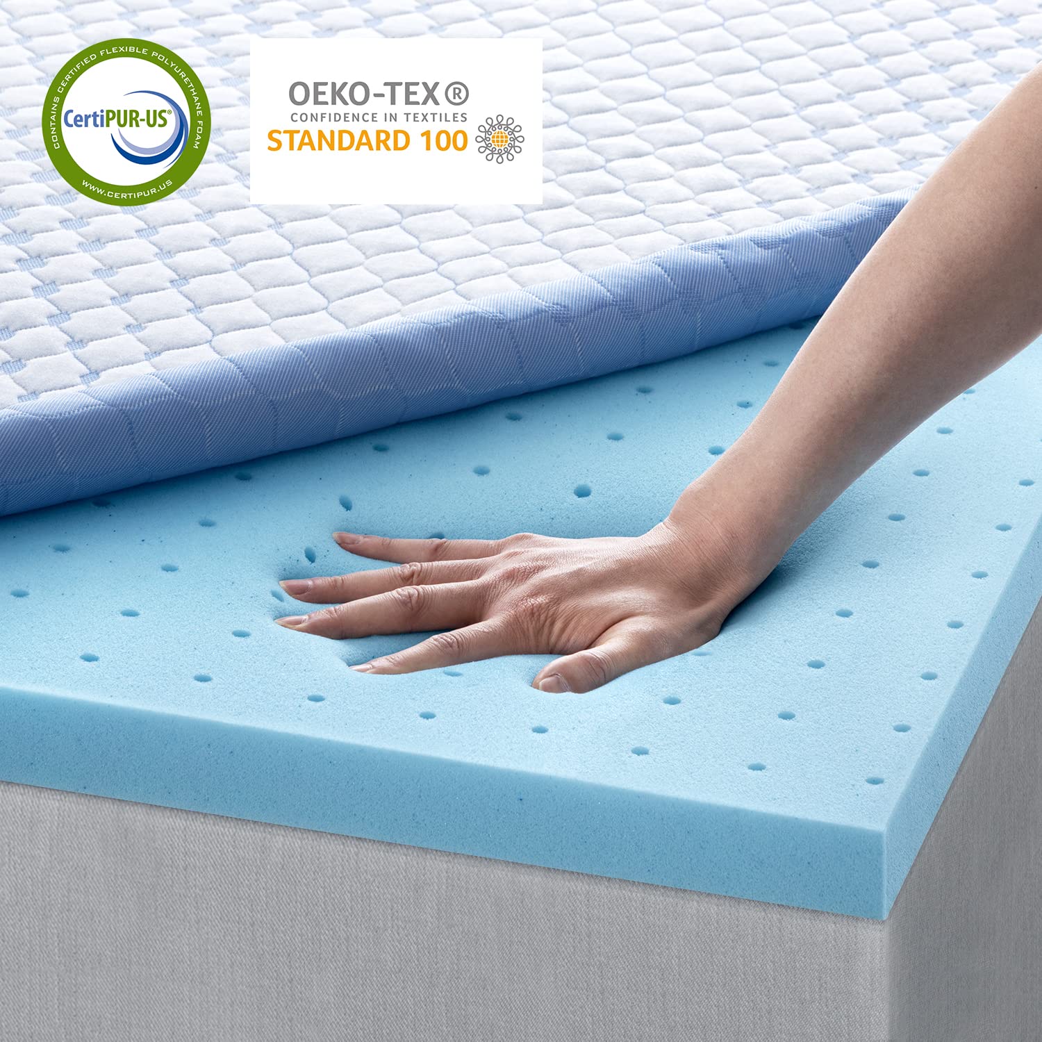 Maxzzz 2 Inch Memory Foam Mattress Topper Twin, Soft Cooling Bed Mattress Topper with Remover Soft Cover, High Density Mattress Pad, Certipur-Us & Oeko-Tex Certified