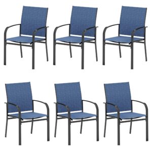 hera's house patio dining chairs set of 6, 36" textilene fabric outdoor chair with wrought iron metal frame support 350lbs for lawn garden backyard kitchen, blue