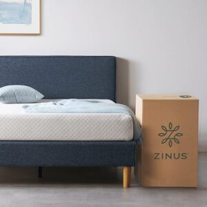 zinus 8 inch green tea cool feel memory foam mattress, full, mattress in a box with compact wonderbox packaging, certipur-us certified