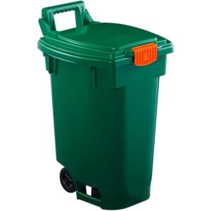 45l green organic waste bin, with wheels