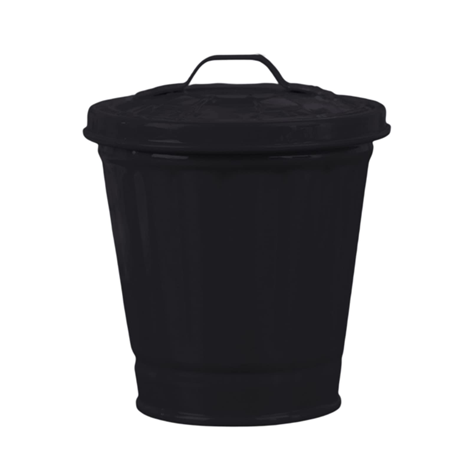 Yirepny Desktop Trash Can, Mini Wastebasket Trash Can with Lid, Bucket Shape Stainless Waste Bin, Garbage Trash Bin, Small Trash Can, Waste Basket, Recycle Can for Bathrooms, Kitchens, Offices Black