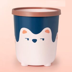 lizealucky large capacity trash can wastebasket recycle bin, cute bear pattern trash bins, fits under desk and small, narrow spaces in commercial, kitchen, home office and dorm(large pink)