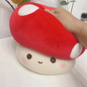 SNOWOLF Cute Mushroom Plush Toy 3D Soft Red Mushroom Plushie Pillow Kawaii Squishy Doll Stuffed Hugging Pillows Gift for Girls Kids Women Decor Christmas Valentines Party, 9.8inch