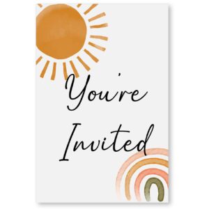 Boho First Trip Around the Sun 1st Birthday Party Invitations with Envelopes Set of 20 Bohemian Sunshine Sun First Birthday Invites Fill in Blank