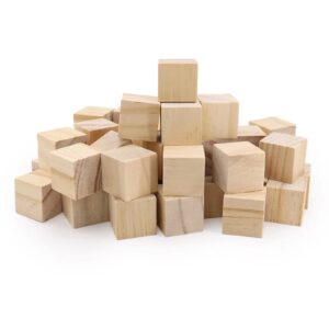 50Pcs Wooden Cubes 1inch Natural Wooden Blocks Unfinished Wood Blocks for Wood Crafts Blank Wood Square Blocks for Crafts and DIY Projects Puzzle Making.…