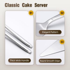 Amrules Cake Server, Wedding Cake Cutting Set 2 Piece Cake Cutter, Durable Stainless Steel Pie Server with Smooth Edge and Exquisite Pattern Design for Pastry Pizza Dessert, Silver