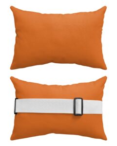 pure orange outdoor beach pool chaise lounge chair head throw pillow covers,with insert and elastic stripe,bed body lumbar cushion pillow cases,minimalist classic solid creative nautical color 2 packs