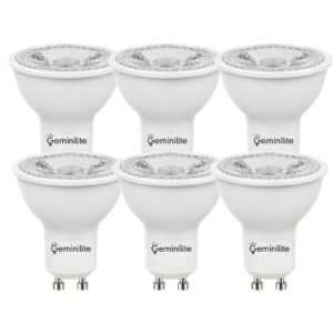 geminilite gu10 led light bulb 5000k daylight white spot light 7w (50w equivalent) replacement 510lm ceiling recessed lighting, no dimmable 38° spotlight for kitchen, range hood, 6 pack