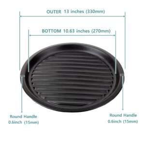 GREATUS Korean Dojagi Grill Pan 13 Inches, Stoneware Ceramic Griddle Indoor Outdoor Stovetop Nonstick BBQ Oven Dishwasher safe PTFE PFOA free