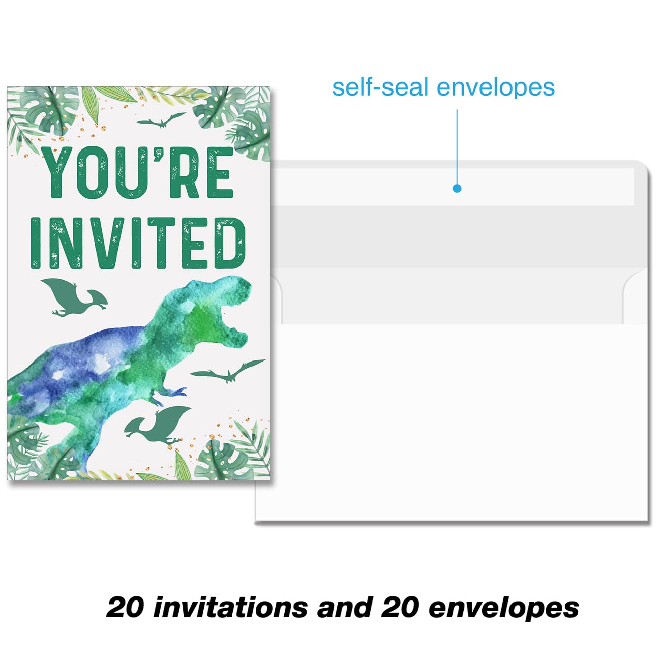 Soiceu Green Dinosaur 1st Birthday Party Invitations with Envelopes Set of 20 One-a-Saurus Dino Dinosaur First Birthday Invites Fill in Blank