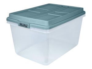 hefty hi-rise 72 qt. lift off lid storage tote, gray/clear, 6/pack (hft-7163010665666-6)