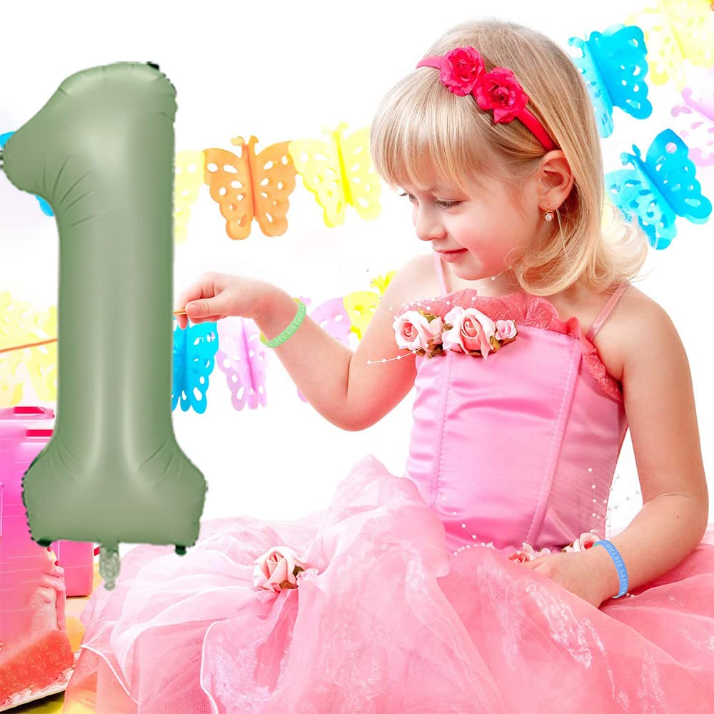 Gifloon Number 1 Balloon, Large number balloons 40 inch Decor, 1st Birthday Party Decorations, Sage Green