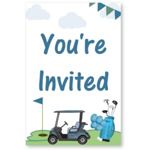 Soiceu Blue Golf 1st Birthday Party Invitations with Envelopes Set of 20 Par-Tee Golf First Birthday Invites Fill in Blank