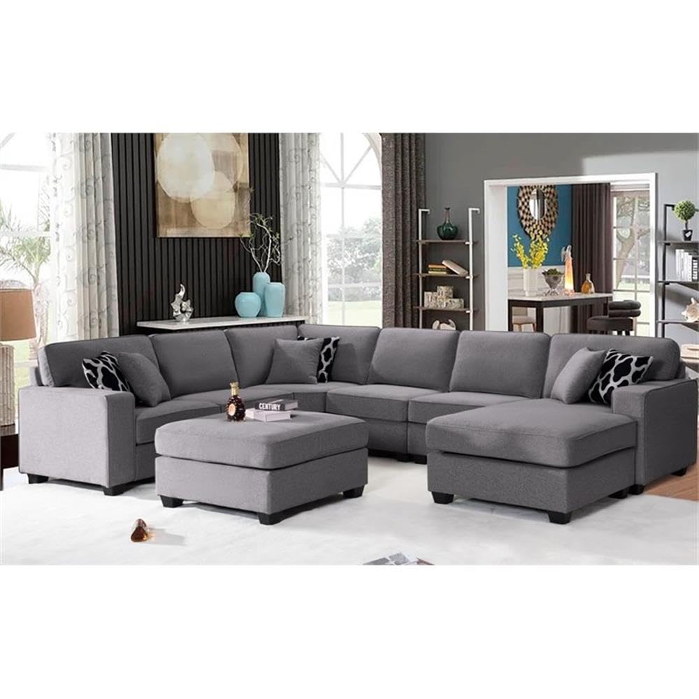 Legend Vansen Fabric Flexible Combination Module Reversible U Shaped Sofa for Living Room, Dark Grey Sectional