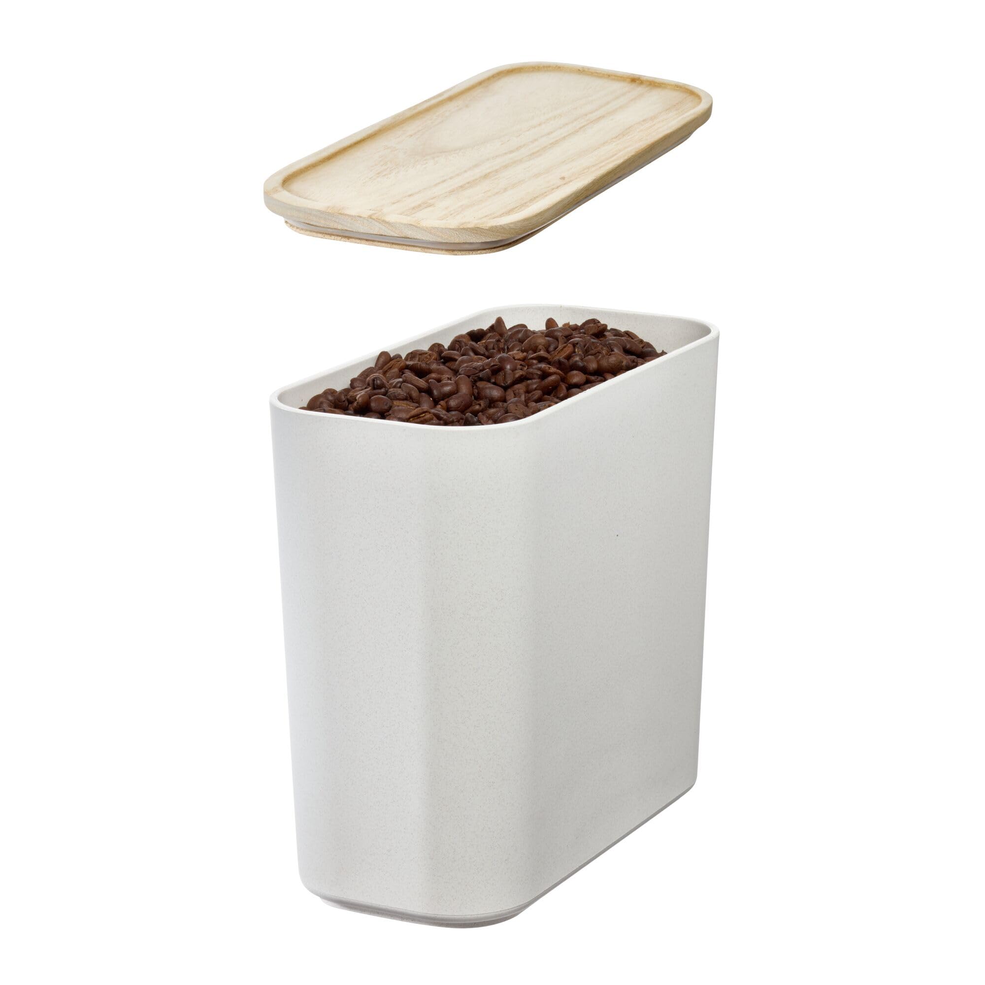 iDesign Recycled Plastic Canister with Lid, The Rosanna Pansino Collection – 16 Cups, 4.65” L x 9.25” W x 8.5” H, Coconut Bin with Natural Wood Lid