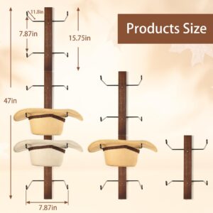 FLUFFYTREE Cowboy Hat Rack, 6 Pieces Hat Rack for Cowboy Hats with Wooden Board, Metal Cowboy Hat Holder Wall Storage Hat Holder-Organize Western Hats with Style and Ease