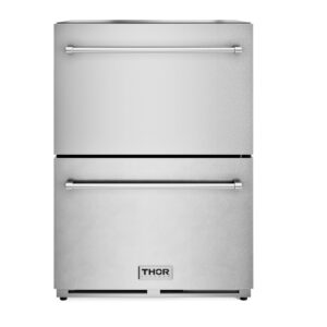 thor kitchen indoor/outdoor 24-inch freezer drawer in stainless steel - model trz24u