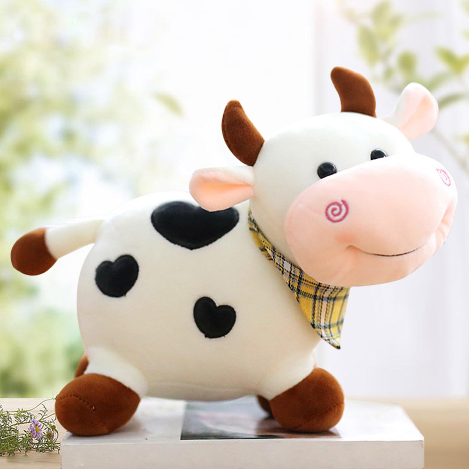 AUCOOMA Cow Plush Stuffed Animals Pillow Cute Cow Plushie Toys Stuffed Cow for Kids 11"