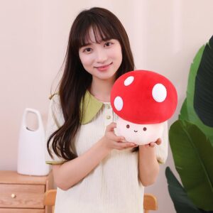 SNOWOLF Cute Mushroom Plush Toy 3D Soft Red Mushroom Plushie Pillow Kawaii Squishy Doll Stuffed Hugging Pillows Gift for Girls Kids Women Decor Christmas Valentines Party, 9.8inch