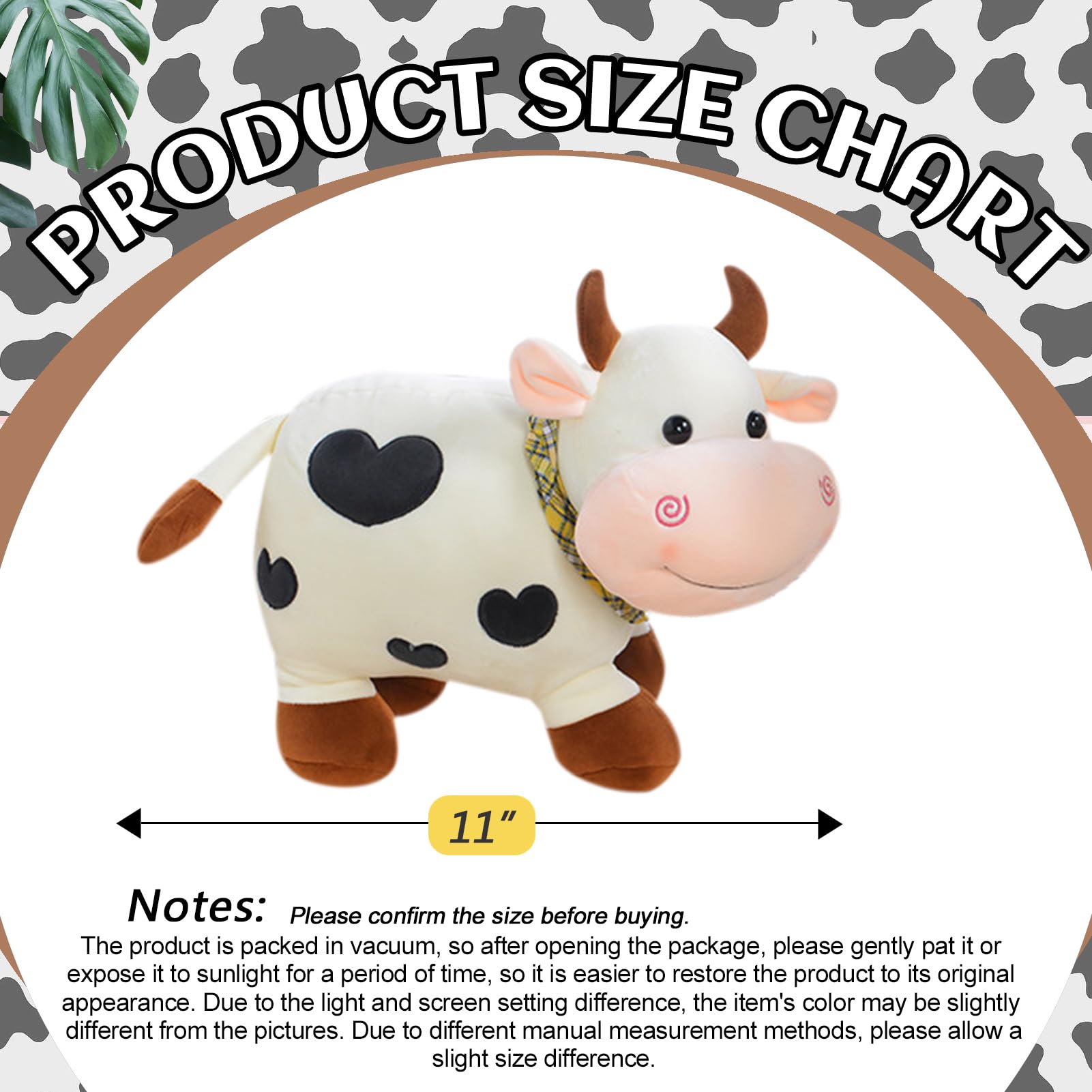 AUCOOMA Cow Plush Stuffed Animals Pillow Cute Cow Plushie Toys Stuffed Cow for Kids 11"