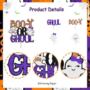 Halloween Gender Reveal Decorations, Booy or Ghoul Banner Backdrop, Orange and Purple Gender Reveal Decorations, Ghost Balloons for Halloween Baby Shower Decorations