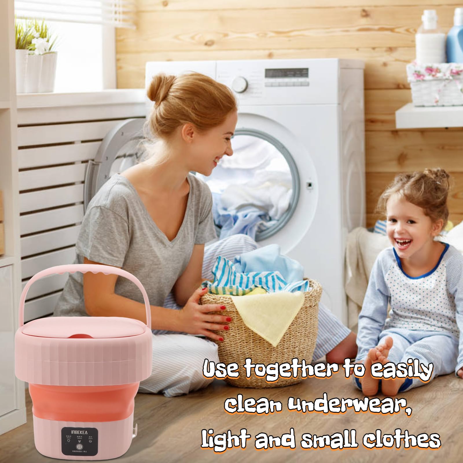 Portable Washing Machine Foldable,Mini Washing Machine Portable Washer, Small Wash Cloths Bucket Washing for Kids Socks Underwear, Traveling