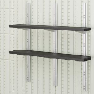 Suncast Storage Shed Shelf Kit, Set of 2 Space-Saving Adjustable Shelves for Outdoor Storage Sheds, 50" W x 11.25" D x 46.75" H, Black