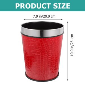 NUOBESTY Retro Trash Can 5L Small Waste Paper Basket Waste Container Bin Garbage Container for Bathroom, Bedroom, Office(Red)