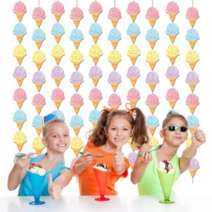 12 Pcs Ice Cream Banners Summer Party Decorations Garland Kit Ice Cream Hanging Swirl Beach Birthday Party String for Summer Beach Ice Cream Baby Shower 1st Birthday Girl Favor Party Supplies Decor