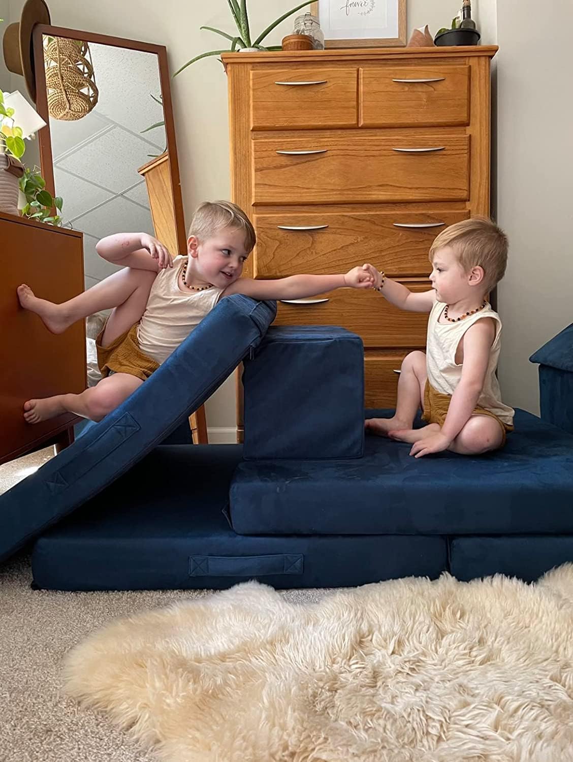 Figgy Modular Play Couch for Kids – Waterproof & Oeko-TEX Certified | Made in USA with Hook and Loop Connectors | Montessori Toy Sofa & Indoor Climbing Playset | Sensory Toy