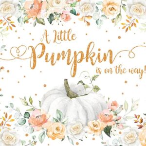 Mocsicka Fall Pumpkin Baby Shower Backdrop A Little Pumpkin is on The Way Party Decorations Neutral Welcome Baby Little Pumpkin Baby Shower Party Backdrops (Orange, 7x5ft(82''x60''))