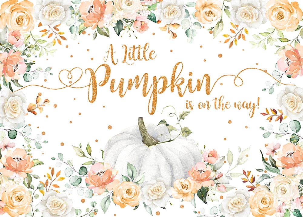 Mocsicka Fall Pumpkin Baby Shower Backdrop A Little Pumpkin is on The Way Party Decorations Neutral Welcome Baby Little Pumpkin Baby Shower Party Backdrops (Orange, 7x5ft(82''x60''))