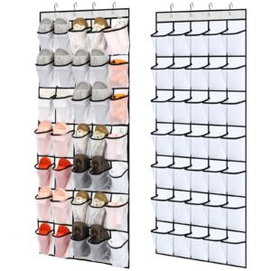 Windyun 2 Pcs 70 Large White Mesh Pockets over the Door Shoe Organizer Shoe Rack Closet Holder Behind Door Shoe Hanger Hanging Cruise Ship Essentials Organizer Nonslip, Each with 35 Pockets