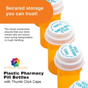 AVG Packaging Supplies Plastic Pharmacy Craft Pill Containers with Thumb Click Caps - Reversible Empty Perscription Bottles Prescription, 16 Dram Vials (12ct)