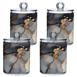 gredecor 4 pack marble decorative apothecary jars marbled blue and golden abstract background qtip holder organizer clear canister for cotton swabs storage acrylic plastic jar with lids