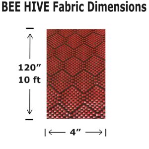 KARBXON - 4 in x 10 ft – Beehive Weave - Carbon Fiber Aramid Fabric - Red - 3K - 240g/meter - Beehive Weave 4” Wide Hemmed Fabric for Repair, DIY Projects (4, 10 ft)