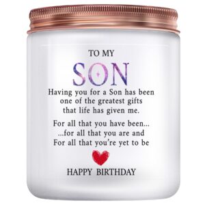 son birthday gifts from mom dad: best happy 20th 30th 40th birthday gifts for son, son in law, son adult men - lavander scented candles