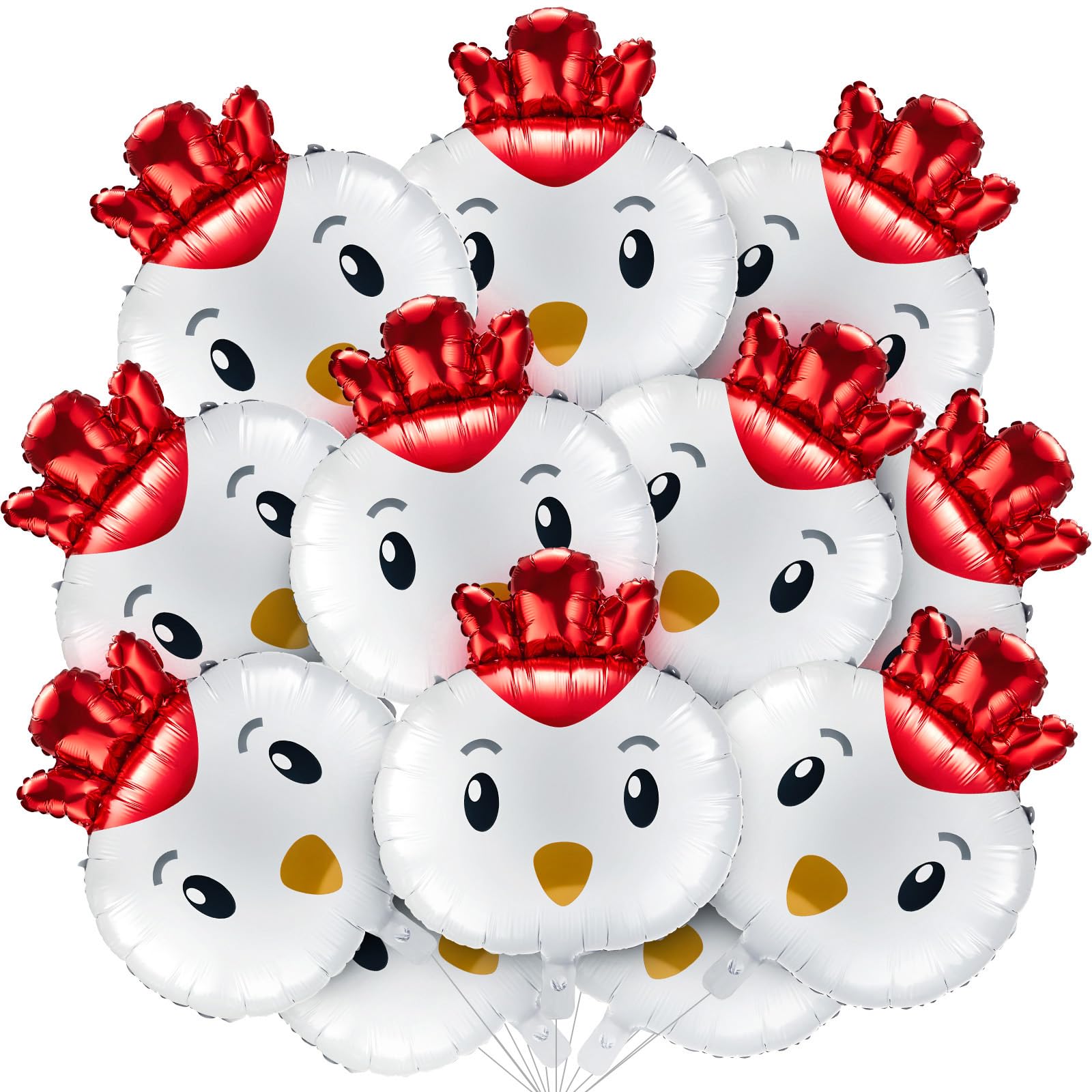 Libima 12 Pcs Chicken Balloons Aluminum Film Farm Animal Decorations Balloons Birthday Party Supplies BBQ Party Decorations Baby Shower Supplies Family Photo Booth Courtyard Decor (Cute Style)