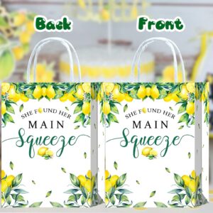 16 Pieces She Found Her Main Squeeze Bridal Shower Party Favors Bags,Lemon Citrus Goody Gift Snacks Treat Candy Party Favors Bags with Handles for Lemon Theme Bridal Shower Party Decorations