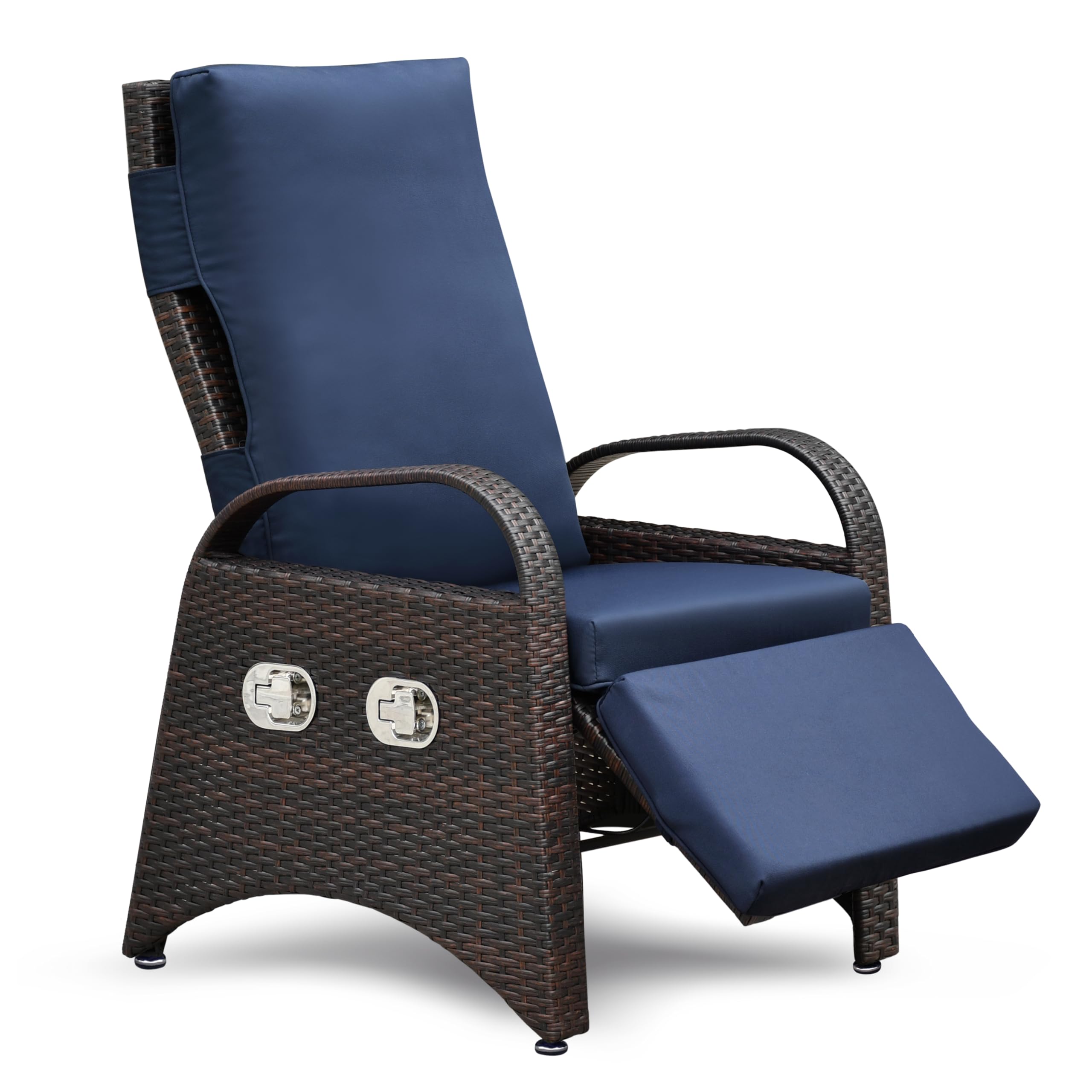 Comfortable Leisure Recliner Chair, Wicker Suitable for Multi-Scene Use for Garden Relaxation, Adjusted from Multiple Angles, Ergonomic Design Multi-Functional Chair (Brown+NavyBlue)