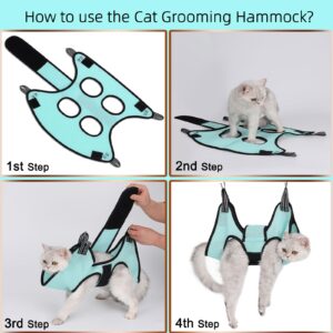 JDMYCYCQXF Cat Grooming Hammock Harness, Cat Holder for Grooming with Cat Nail Clippers/Trimmer,Nail File (Size:XS)