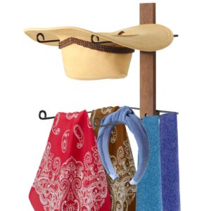 FLUFFYTREE Cowboy Hat Rack, 6 Pieces Hat Rack for Cowboy Hats with Wooden Board, Metal Cowboy Hat Holder Wall Storage Hat Holder-Organize Western Hats with Style and Ease