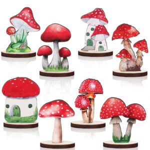 thyle 16 pcs wooden mushroom party decorations fairy forest party centerpieces table topper wonderland party decor christmas vintage mushroom decor for baby shower woodland camping birthday party